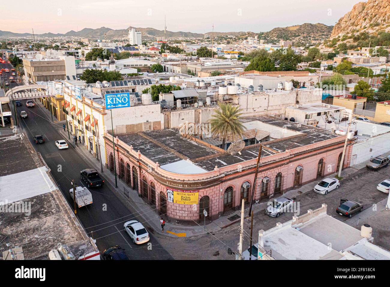 Aerial view of the old building in downtown Hermosillo, Sonora Mexico ...