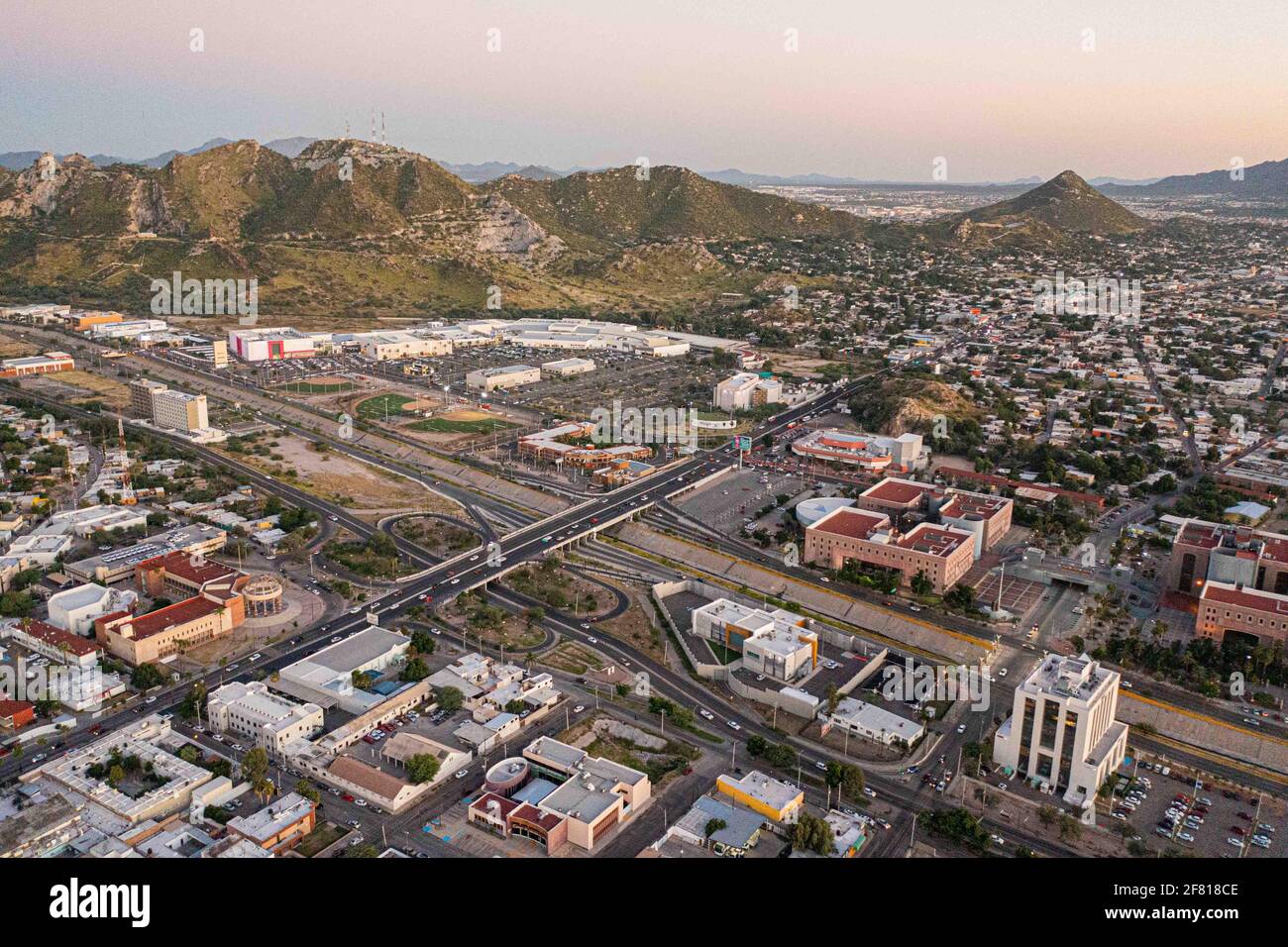Aerial view of the government center and ford of the river in ...