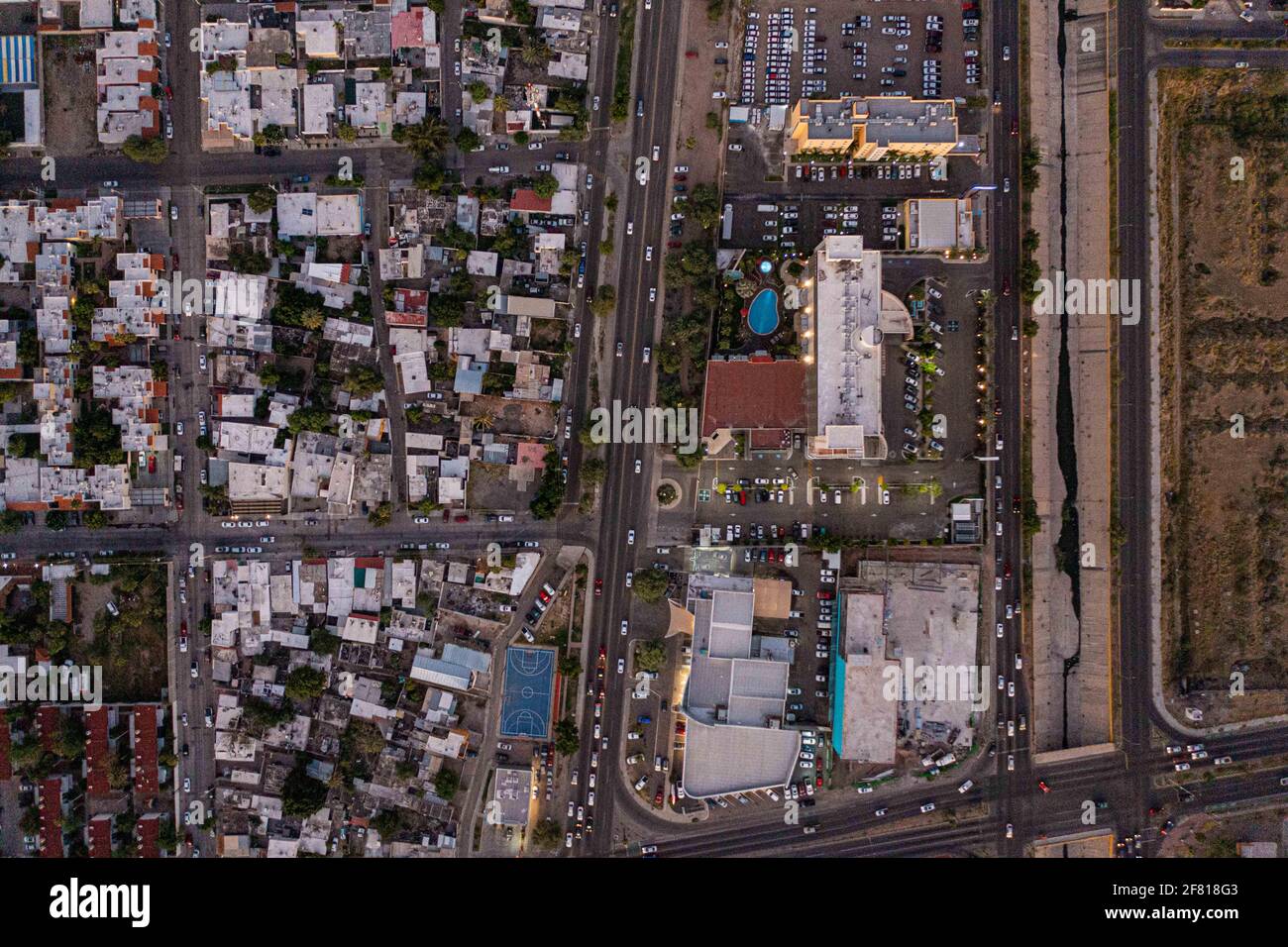 Aerial view of ford del rio and colonia la mosca in Hermosillo, Sonora ...