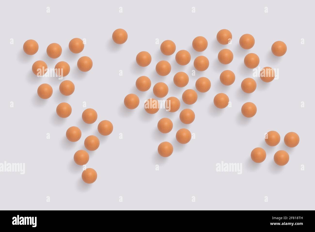 3D rendering of a world map with all continents illustrated with the ...