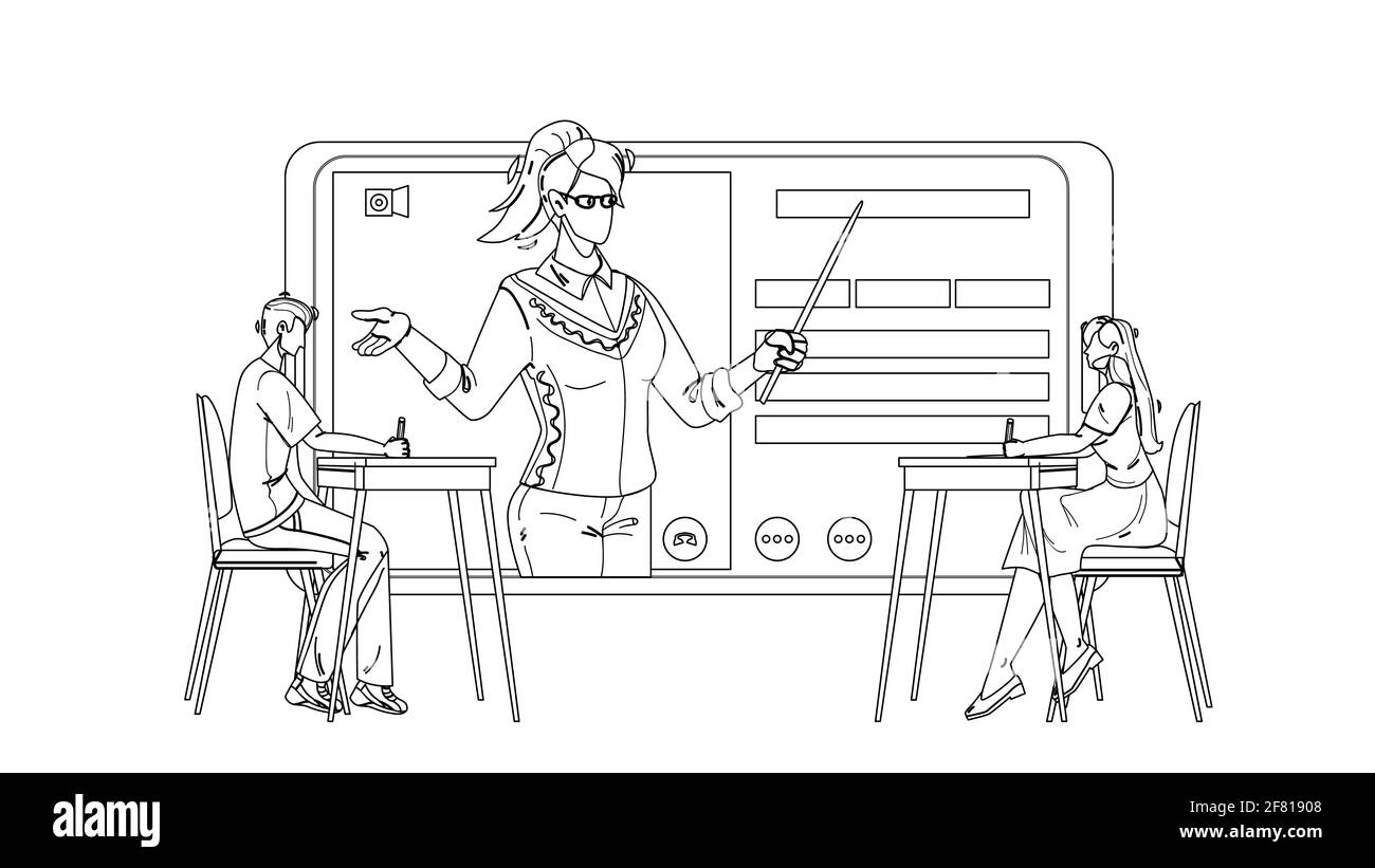 Digital Classroom Educational Web Lecture Vector Illustration Stock ...