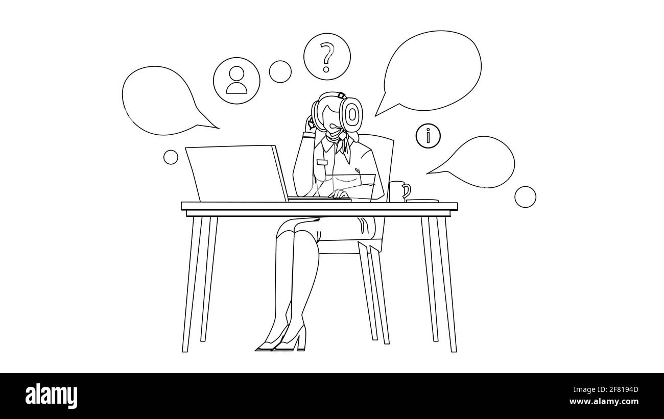 Call Center Dispatcher Working At Table Vector Stock Vector Image & Art ...