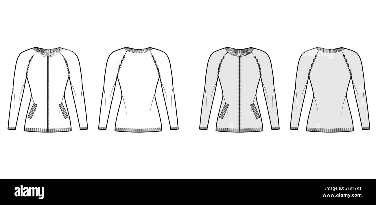 Black zip up cardigan Stock Vector Images - Alamy