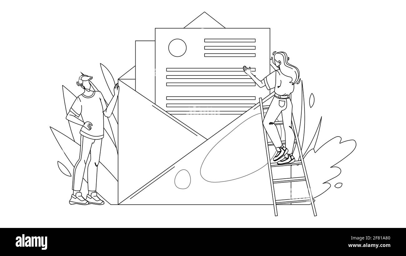 People Opening And Reading Email Message Vector Stock Vector Image ...