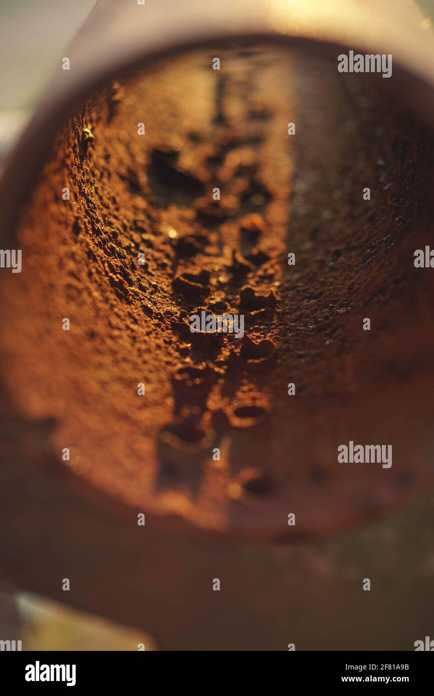 Vertical selective focus of a rusty tube under the sunlight Stock Photo ...