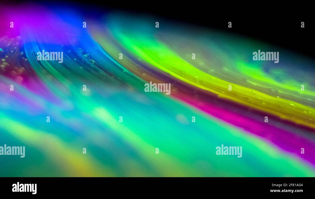 Blurred swish of rainbow colours from macro soap bubble Stock Photo - Alamy