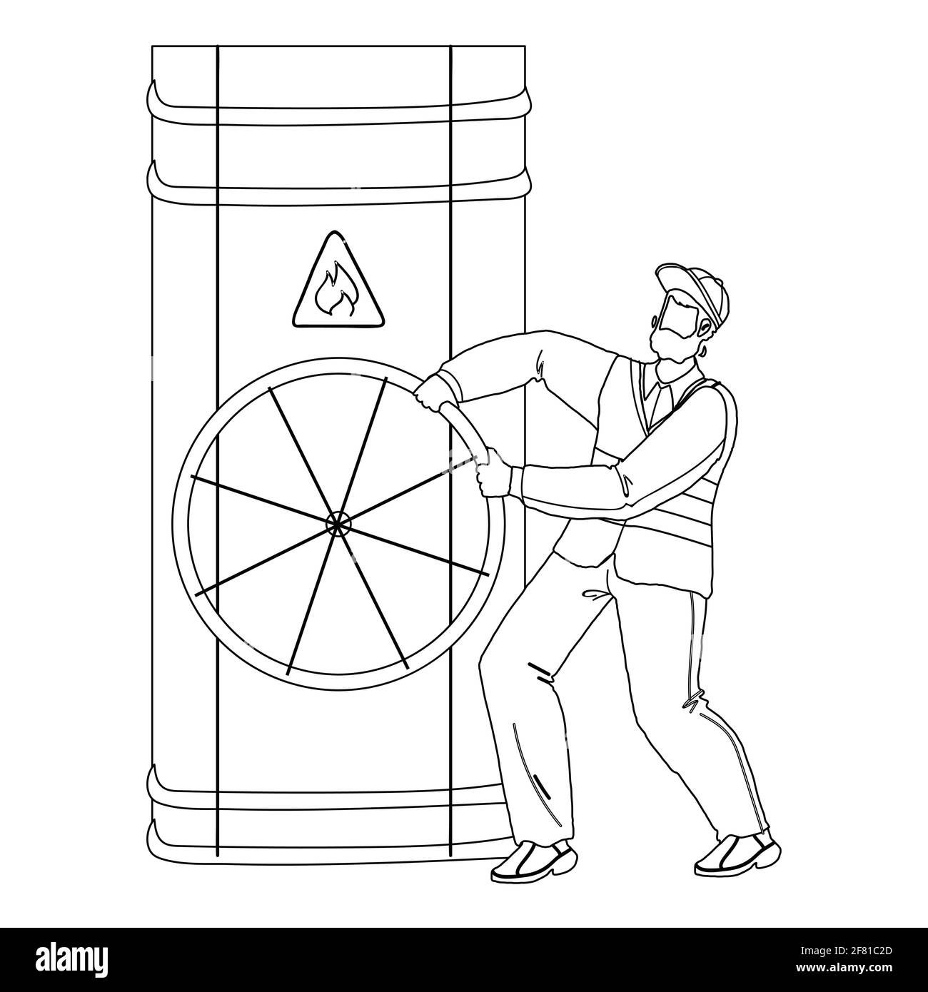 Gas Industry Worker Turning Pipe Valve Vector Stock Vector Image & Art ...