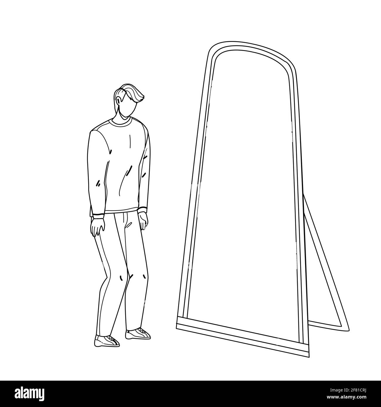 Man Looking In Mirror Drawing