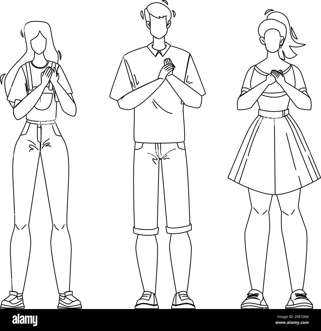 Honesty People Group With Hands On Chest Vector Stock Vector Image ...