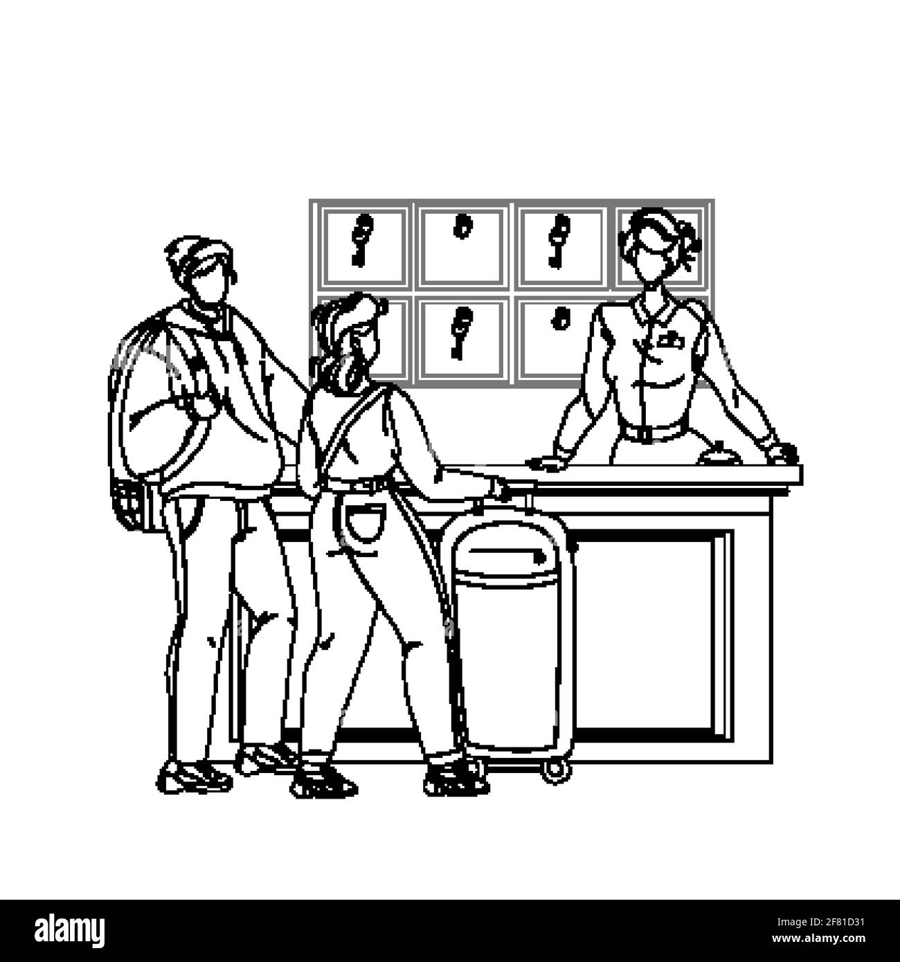 At Hotel Reception Registering Guest Couple Vector Stock Vector Image ...