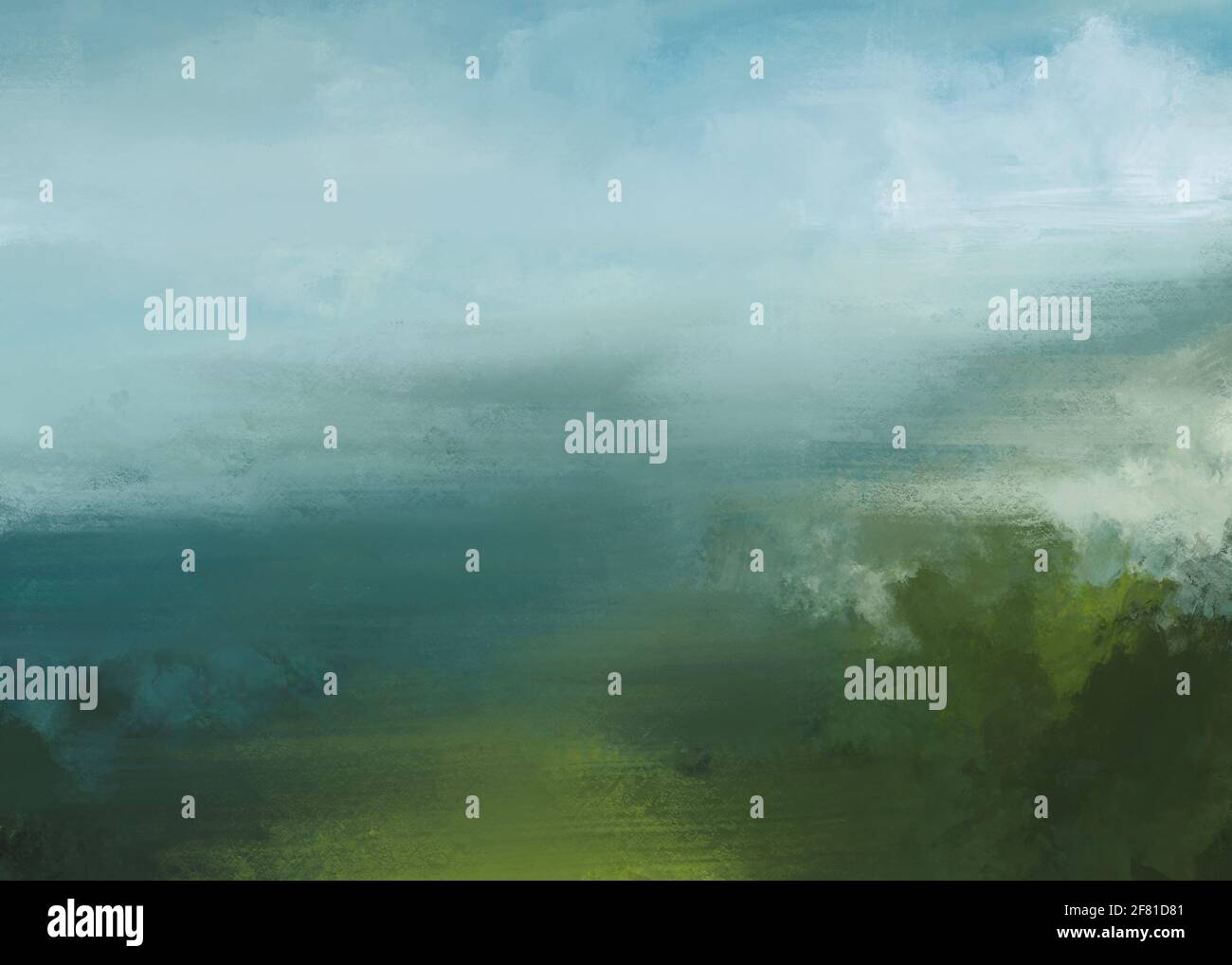 Hand drawn digital illustration or drawing of an abstract natural ...