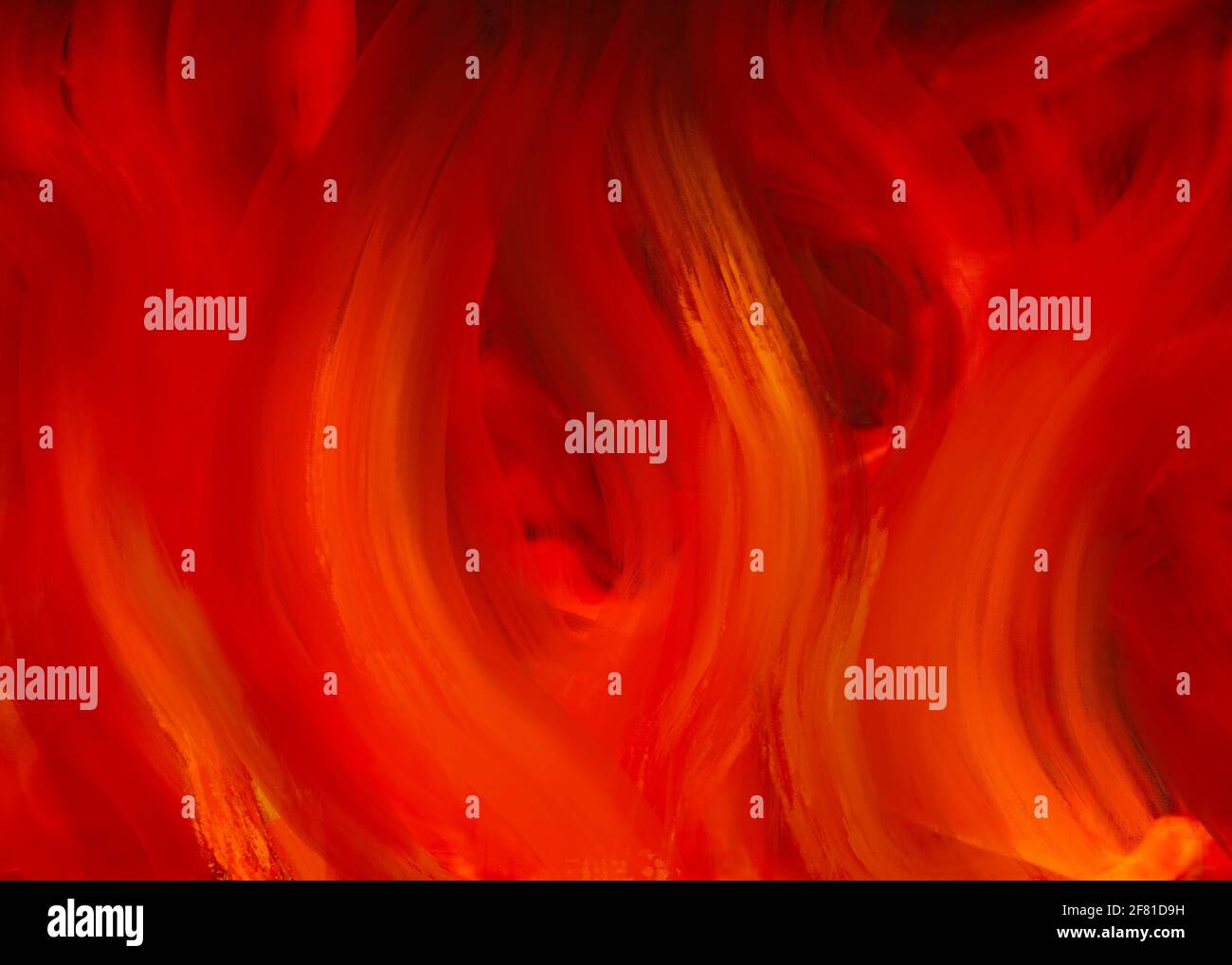 Hand drawn digital illustration or drawing of an abstract colorful fire ...