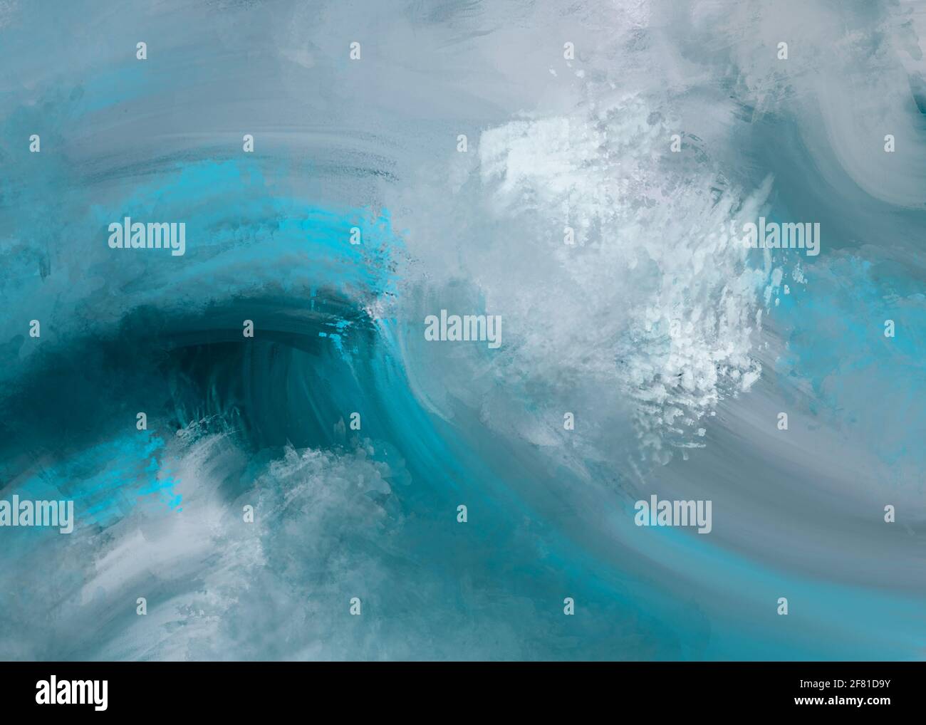 Hand drawn digital illustration or drawing of an abstract natural sea ...