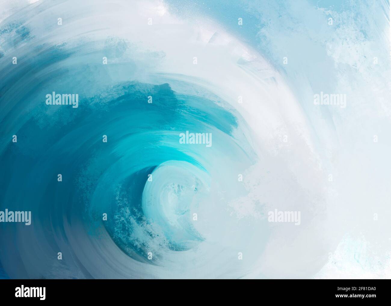 Hand drawn digital illustration or drawing of an abstract natural sea ...