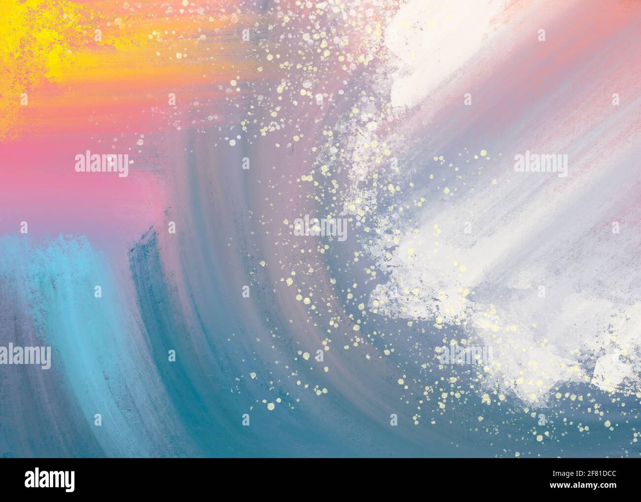 Hand drawn digital illustration or drawing of an abstract natural sea ...