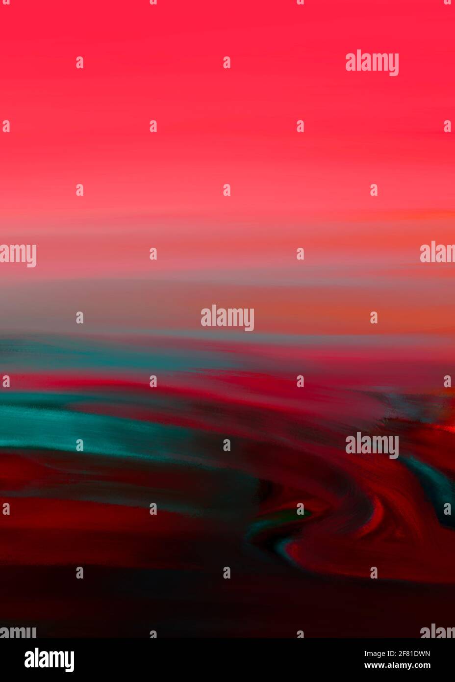 Hand drawn digital illustration or drawing of an abstract colorful fire ...