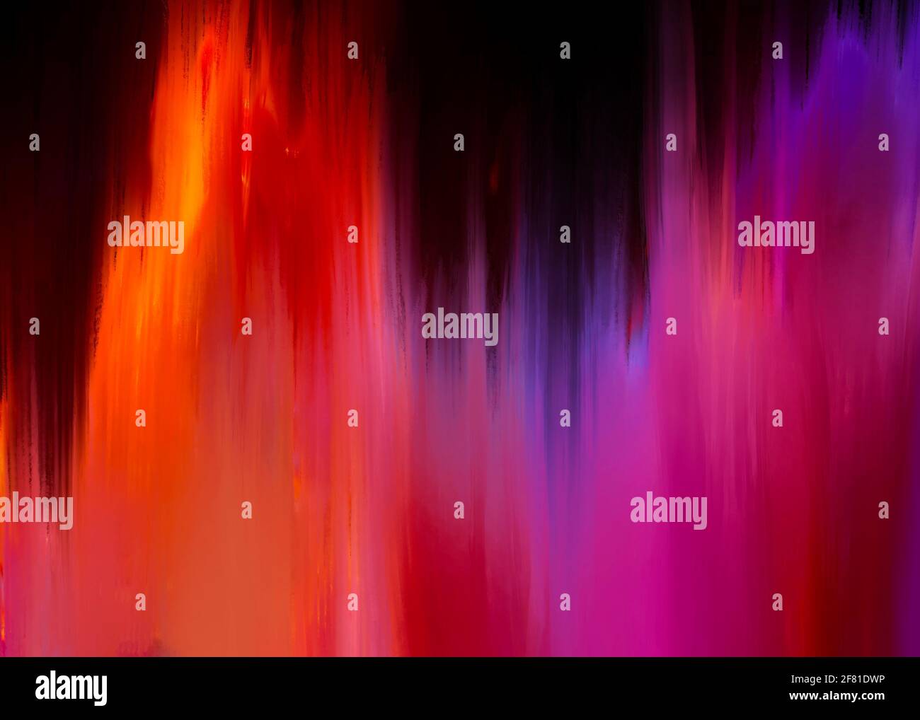 Hand drawn digital illustration or drawing of an abstract colorful fire ...