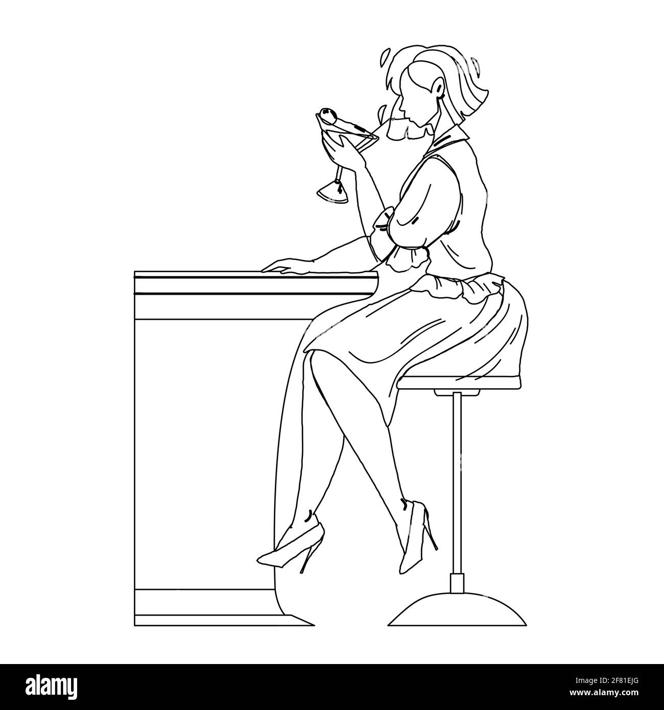 Drawing Person Sitting On Counter