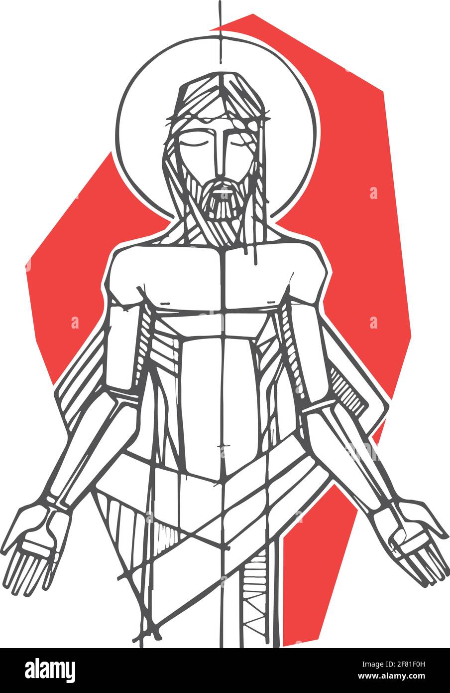 Hand drawn illustration or drawing of Jesus Christ as a prisioner at ...
