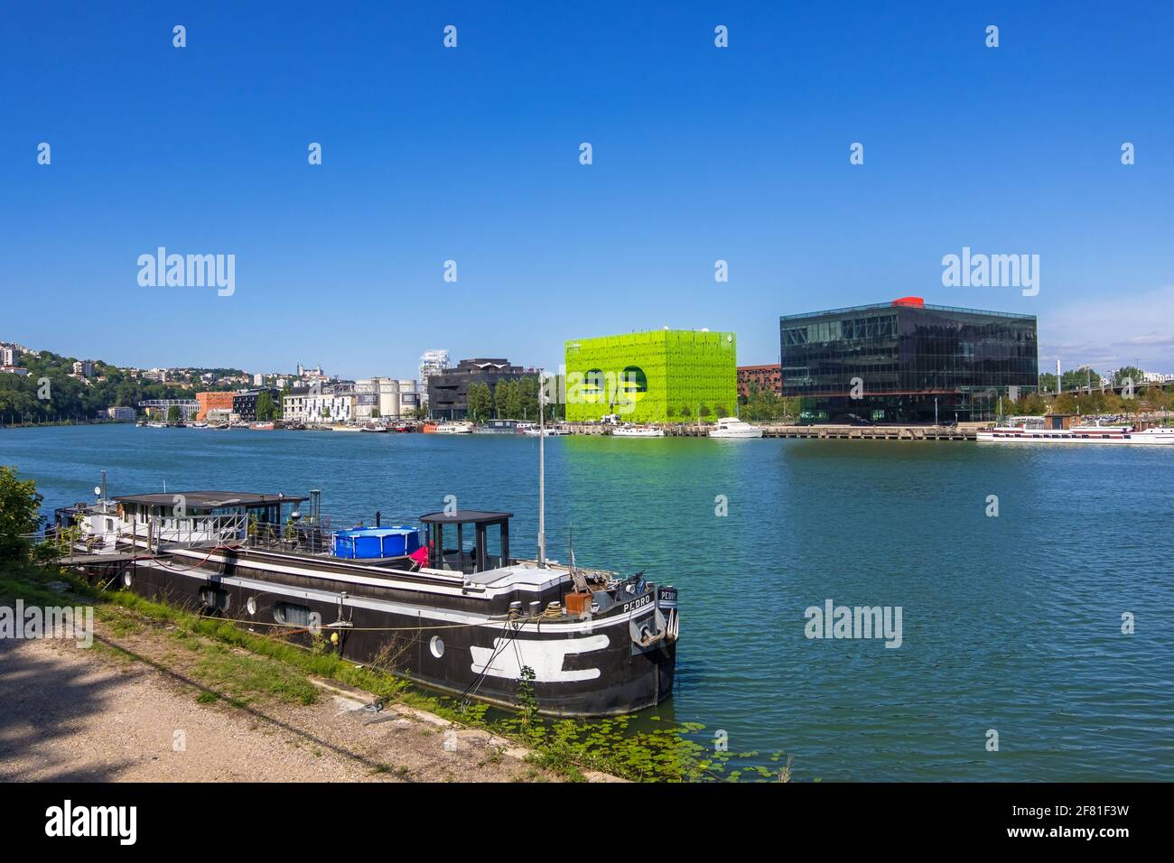 Lyon, France - August 22, 2019: The Confluence district in Lyon, city ...
