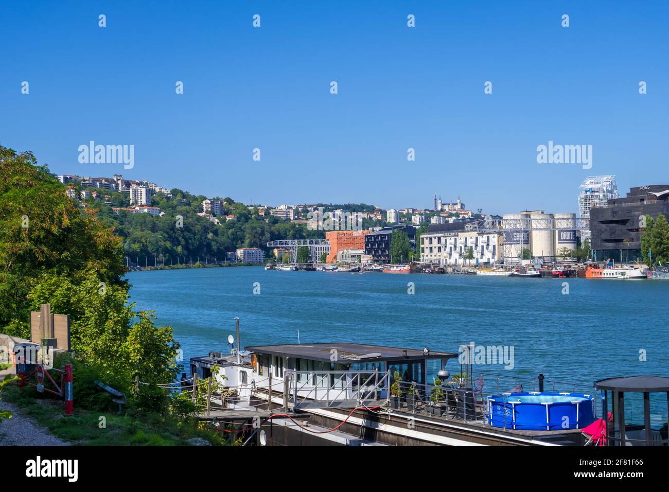 Lyon, France - August 22, 2019: The Confluence district in Lyon, city ...