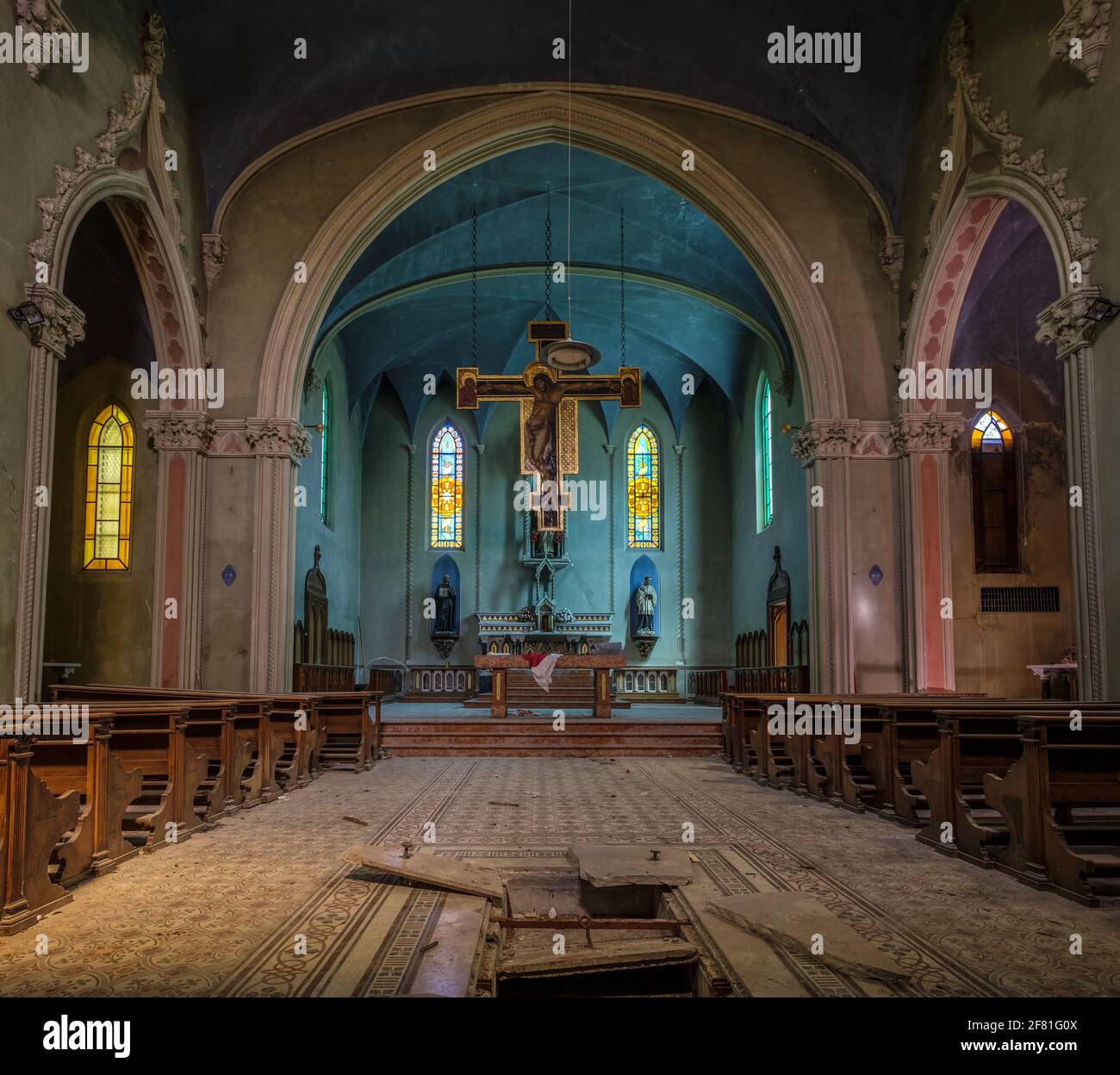 Beautiful shot of an arched interior in an old church Stock Photo - Alamy