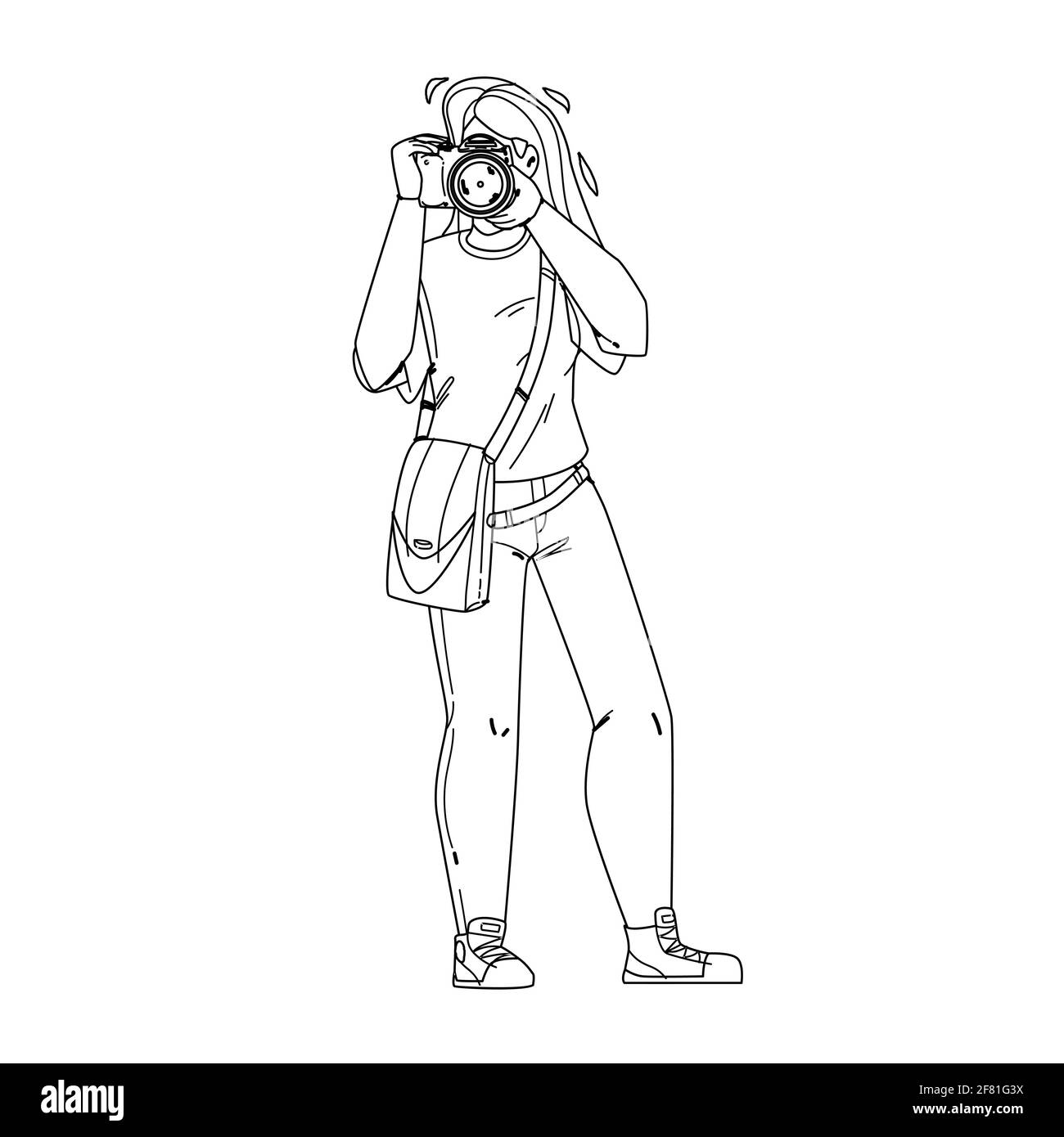 Photographer Girl Make Photo With Camera Vector Stock Vector Image ...