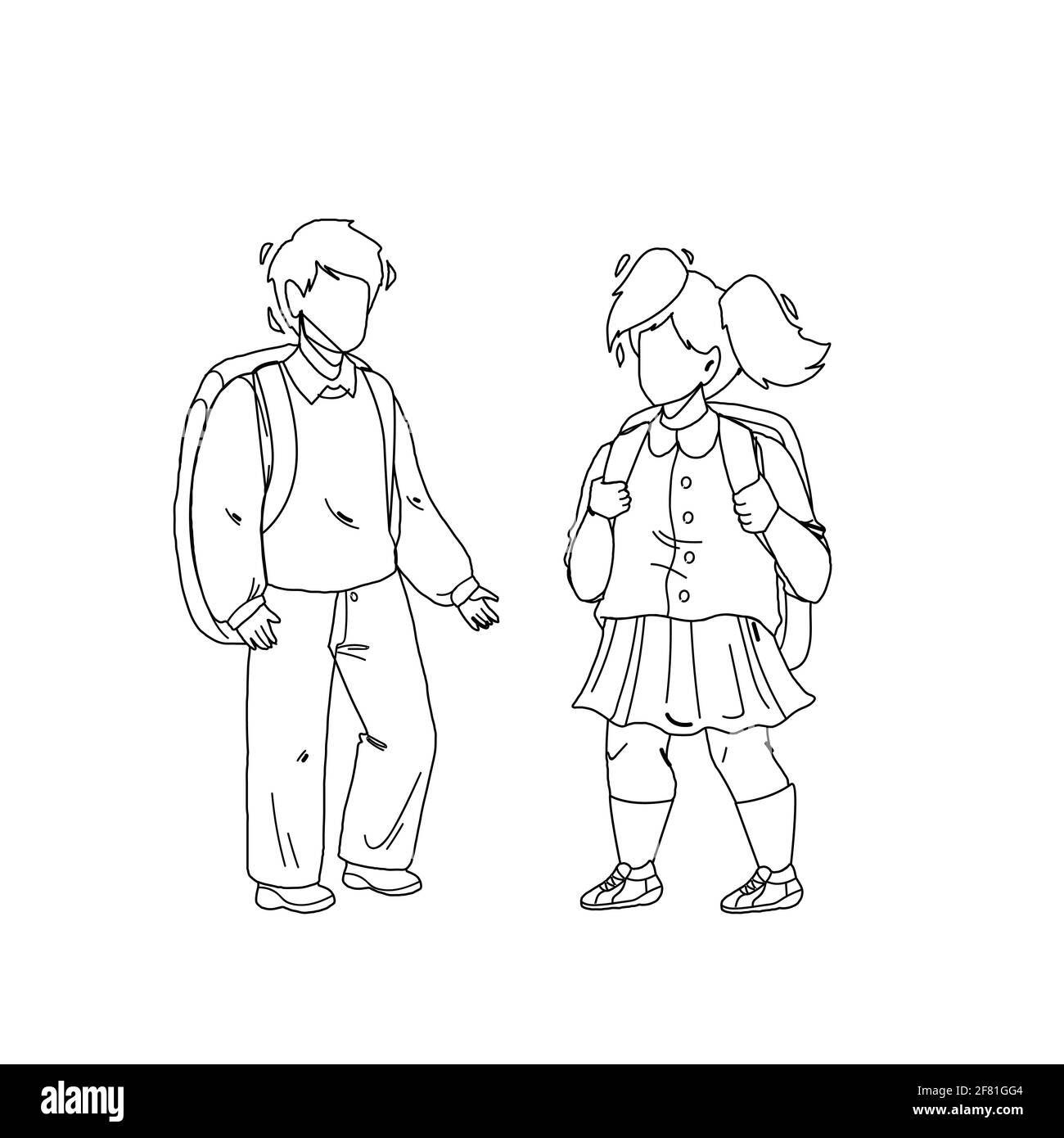 Pupils Kids With Backpack Staying Together Vector Stock Vector Image ...