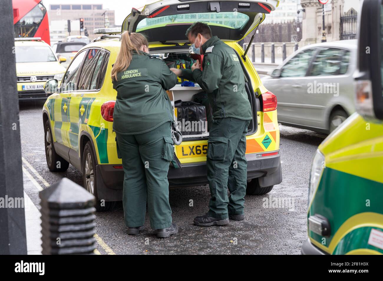London emergency ambulance attended an incident outside Westminster ...