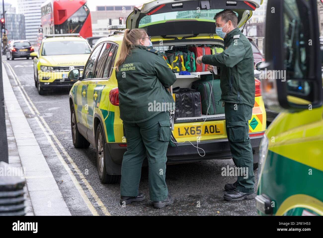 London emergency ambulance attended an incident outside Westminster ...