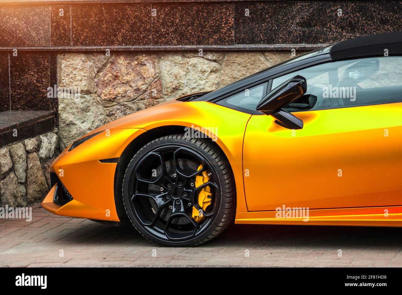 Sports car orange color clearance detail brakes low suspension.cars ...