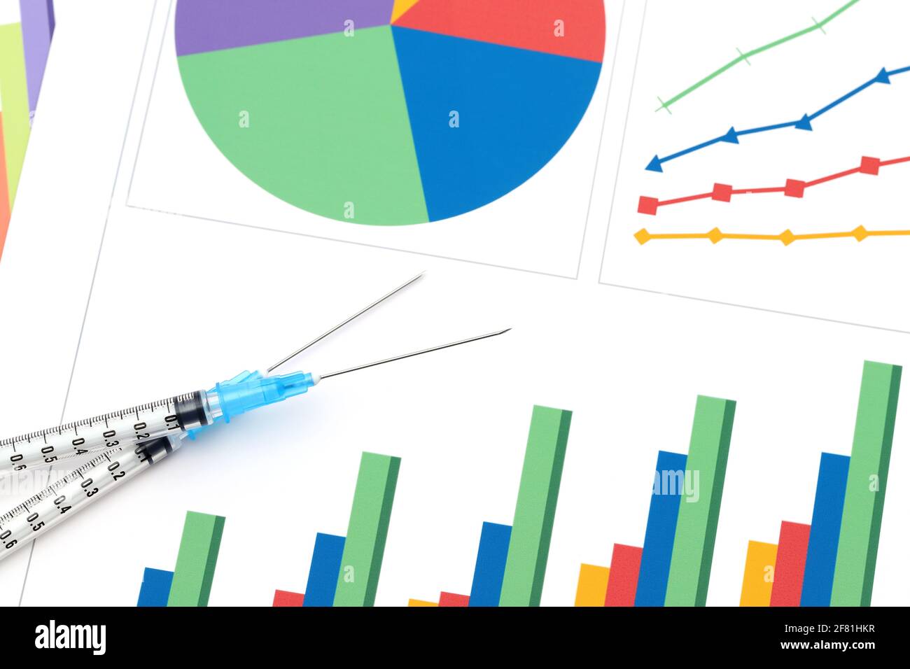 Medical syringe against the background of infection spread graph Stock ...