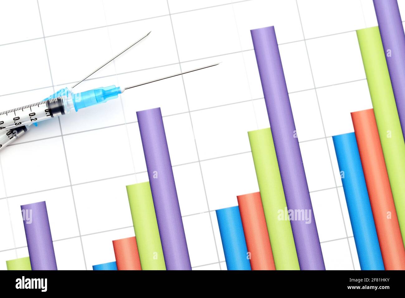 Medical syringe against the background of infection spread graph Stock ...
