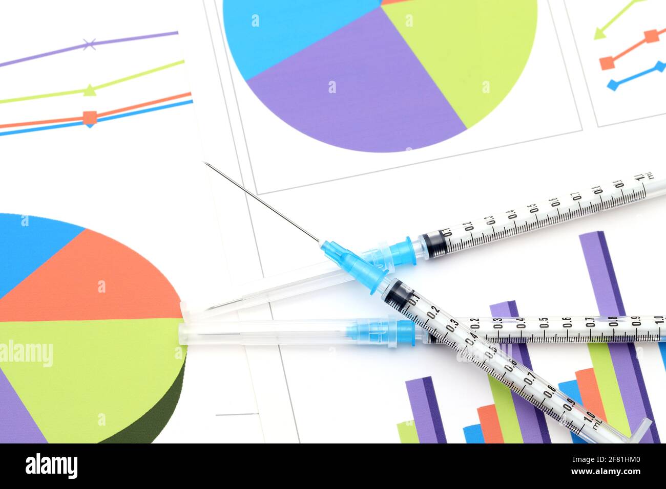 Medical syringe against the background of infection spread graph Stock ...