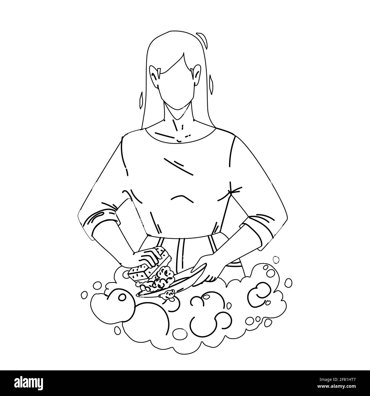 Washing Dishes With Soap In Kitchen Sink Vector Stock Vector Image ...