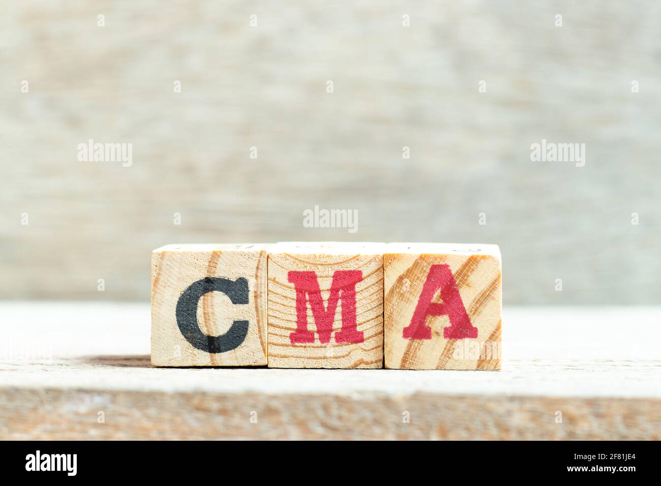 Alphabet letter block in word CMA (Abbreviation of Certified management ...