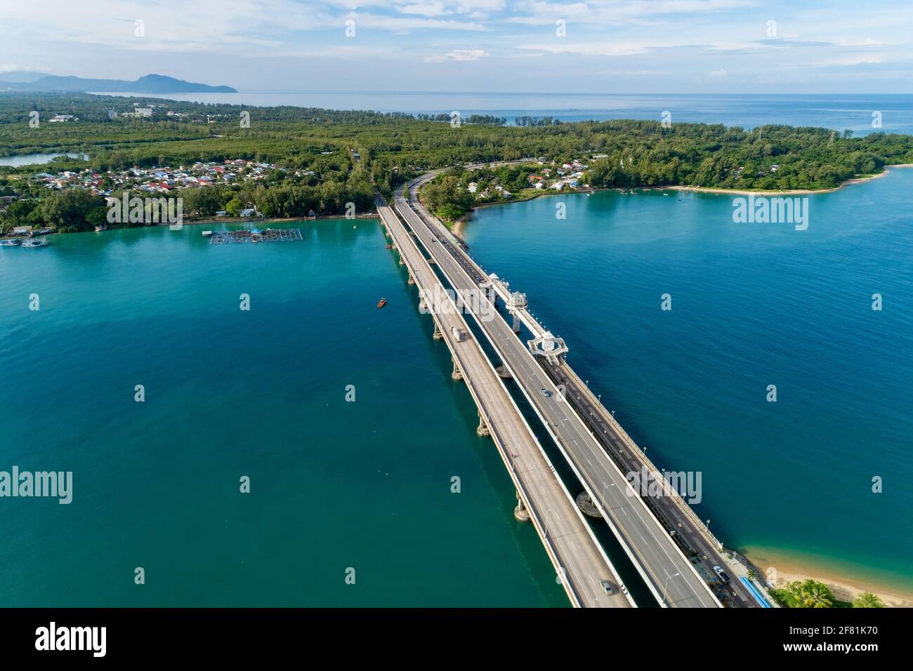 Aerial view of Sarasin bridge road transportation background concept ...