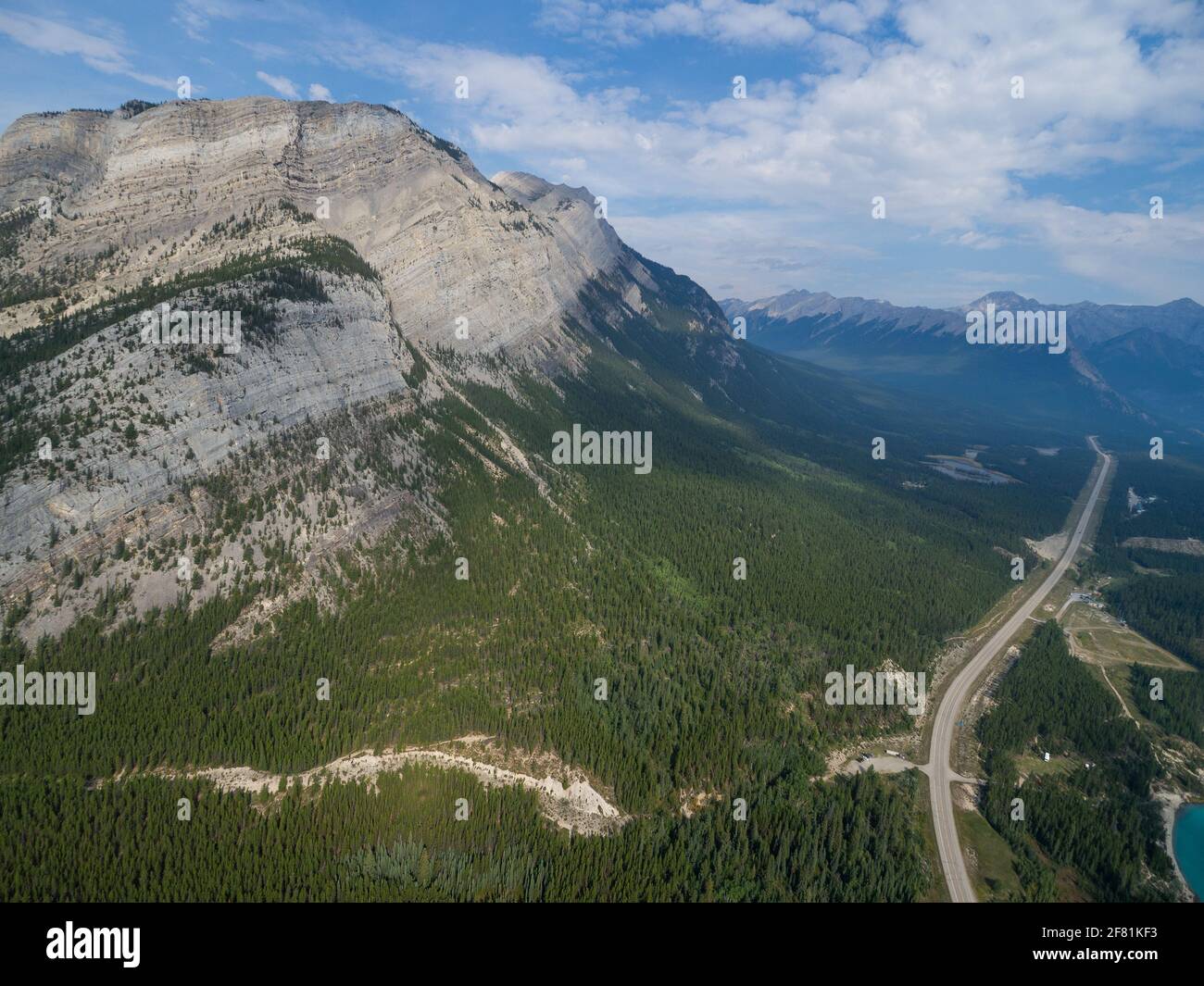 aerial view of a forest in the valley of a mountain area Stock Photo ...
