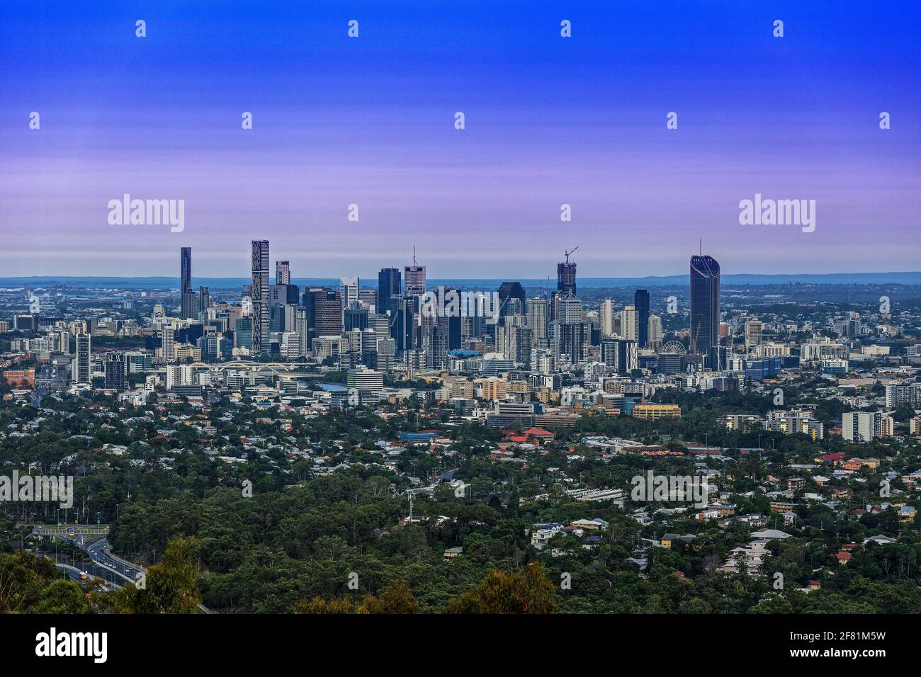 Brisbane City Queensland Australia - 12 JAN 2018. Sun going down on ...