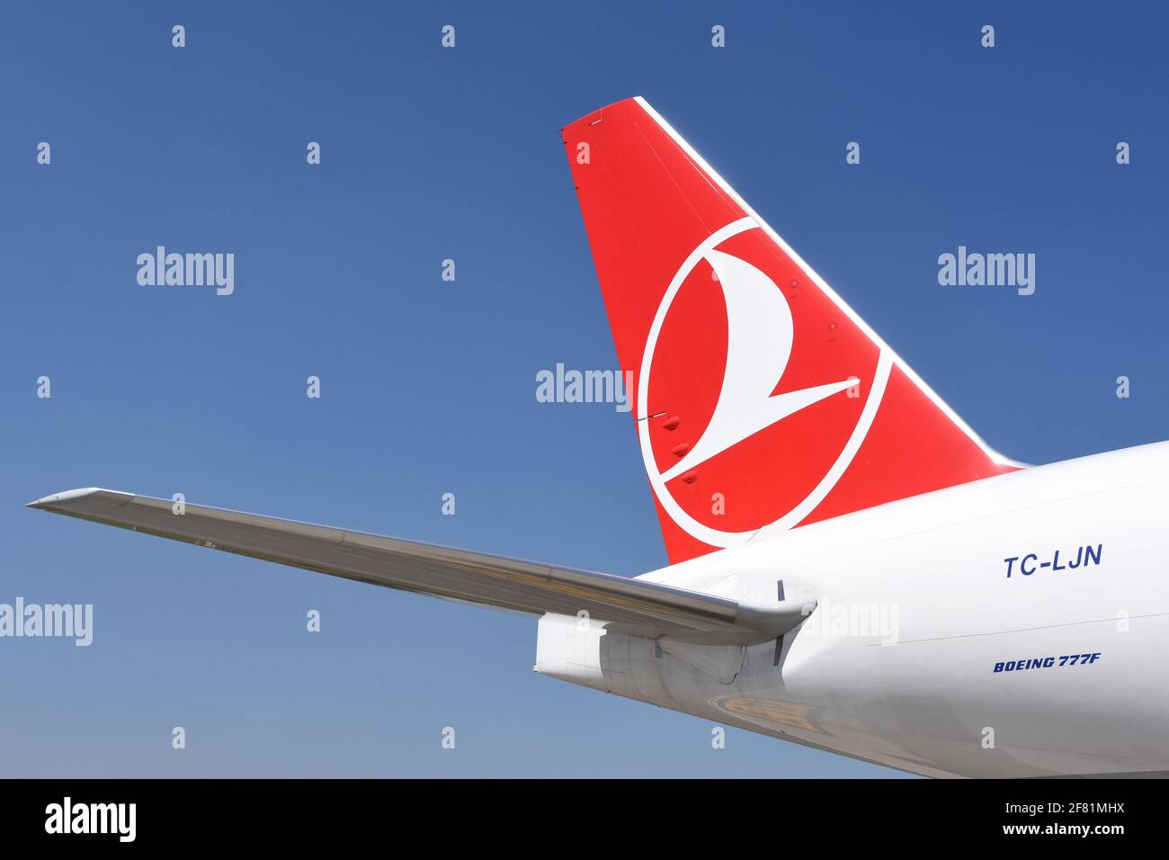 Turkish Airlines Boeing 777 at the cargo ramp at Eldorado airport ...