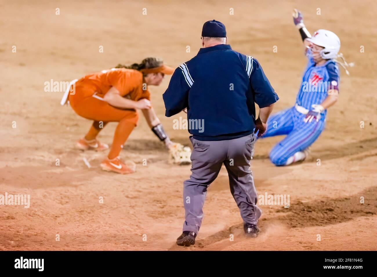 The Umpire Is Getting Ready To Make A Call On A Second Base Steal ...