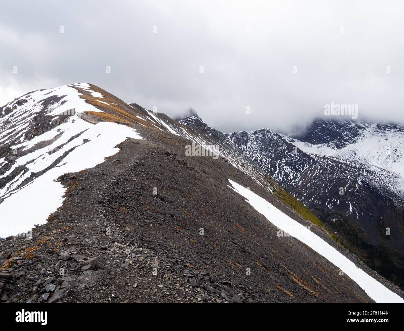 snowy summit in the mountain in the season change in the backcountry ...