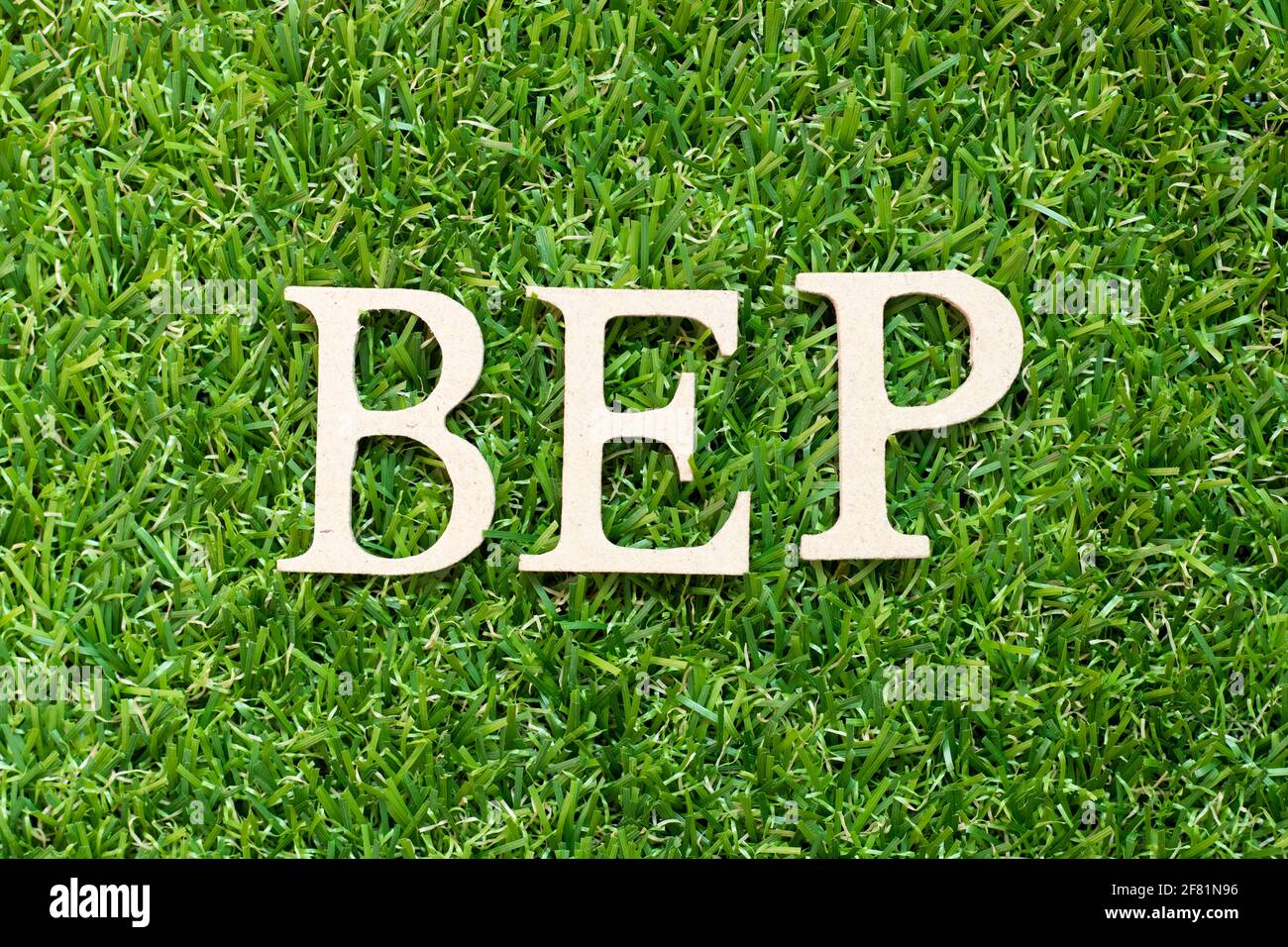Alphabet letter in word BEP (Abbreviation of breakeven point) on green ...
