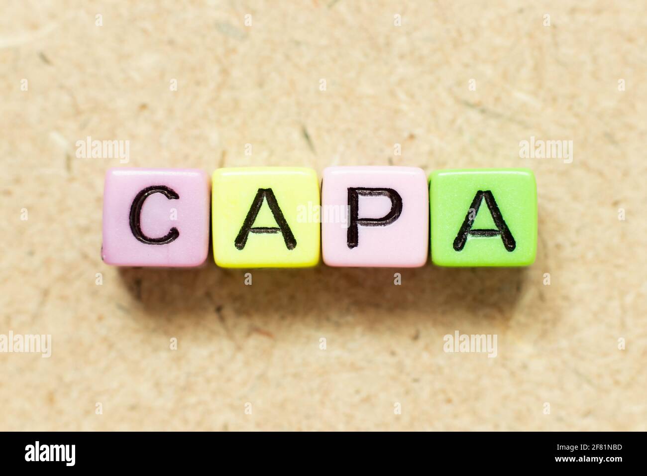 Color alphabet letter block in word CAPA (abbreviation of corrective ...