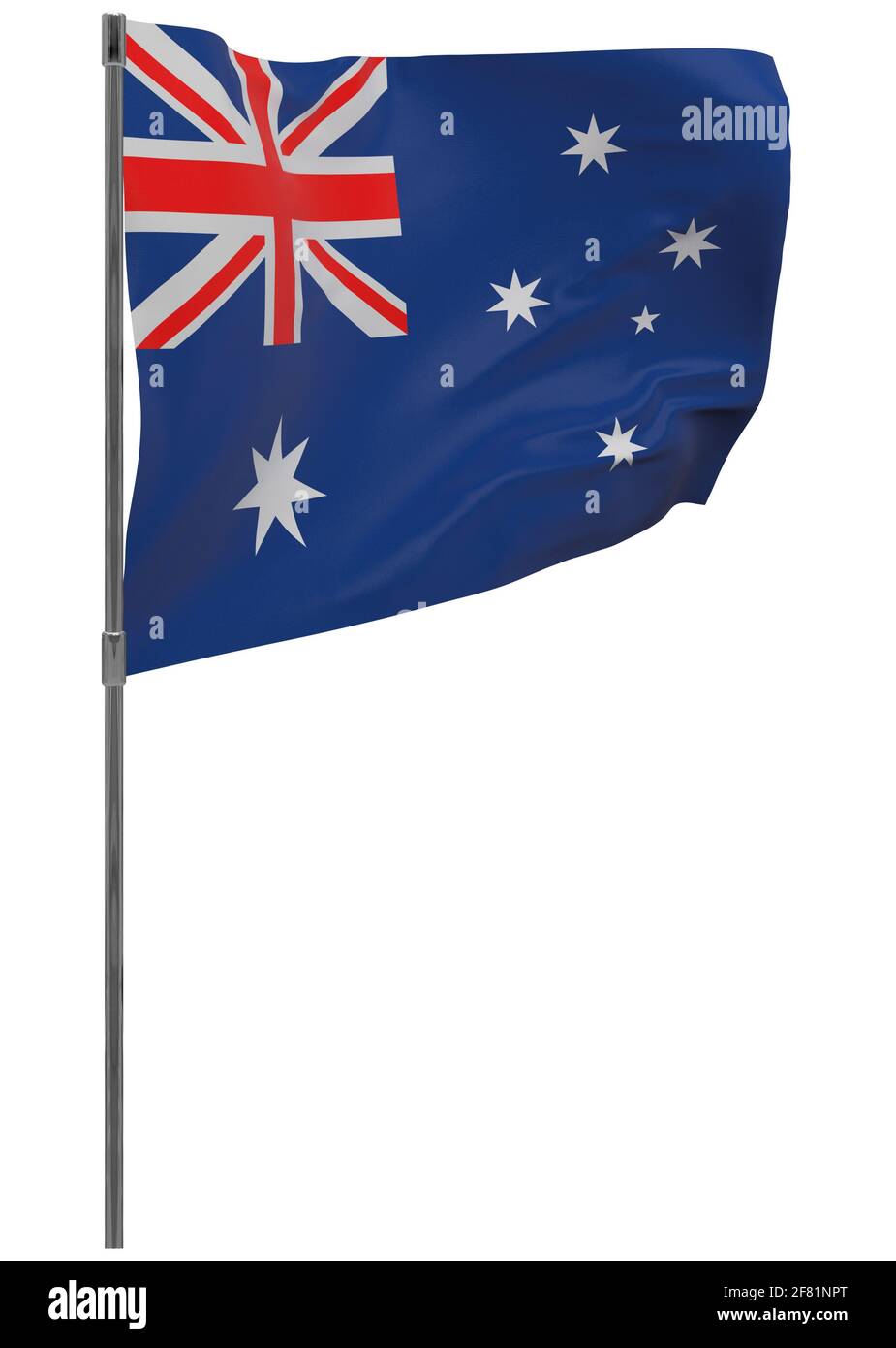 Australia flag on pole. Waving banner isolated. National flag of ...