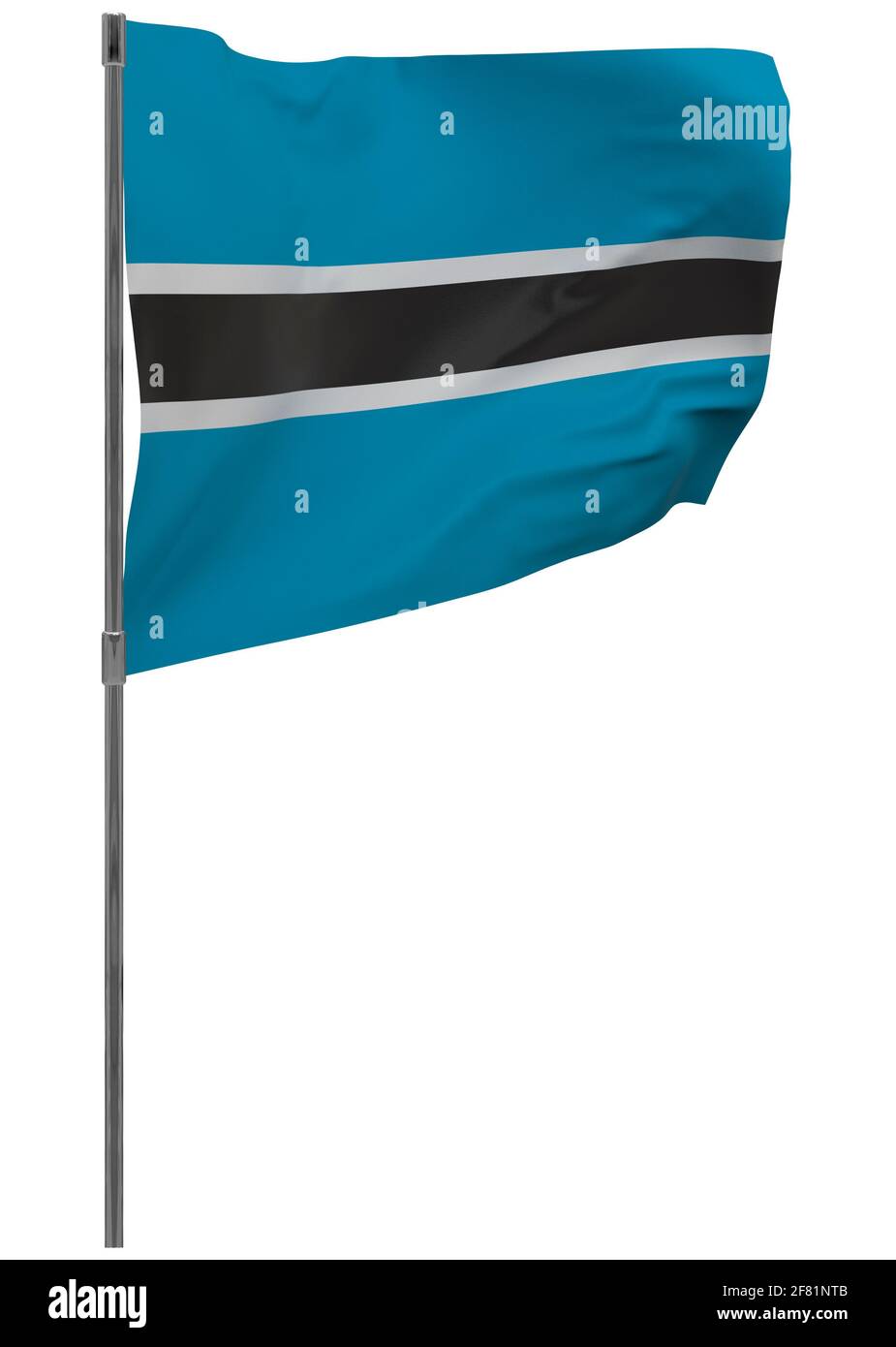 Botswana flag on pole. Waving banner isolated. National flag of ...