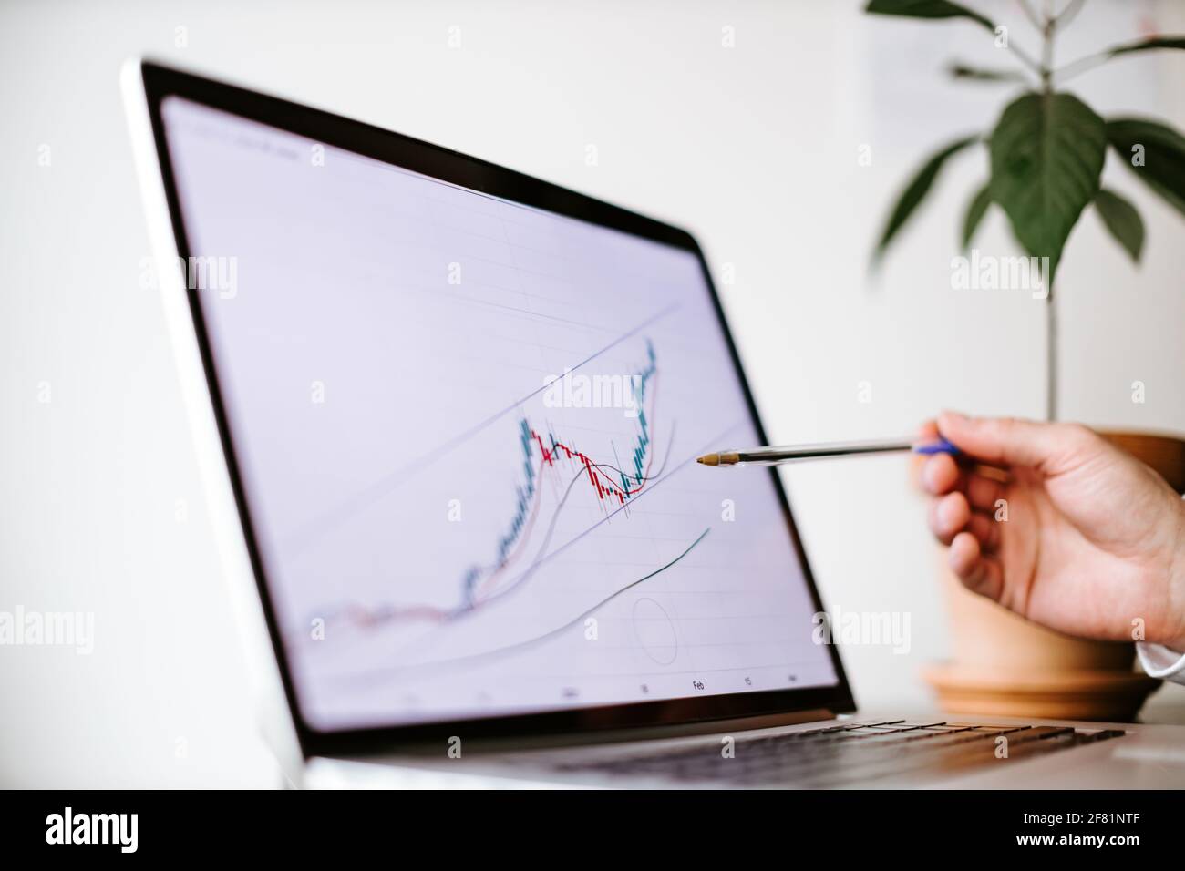 bitcoin price graph data trend analysis on laptop screen Stock Photo ...
