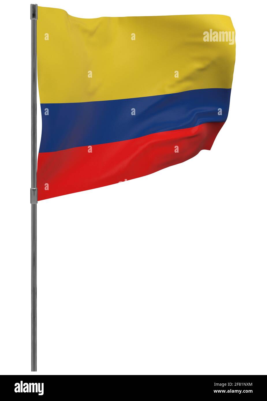 Colombia flag on pole. Waving banner isolated. National flag of ...