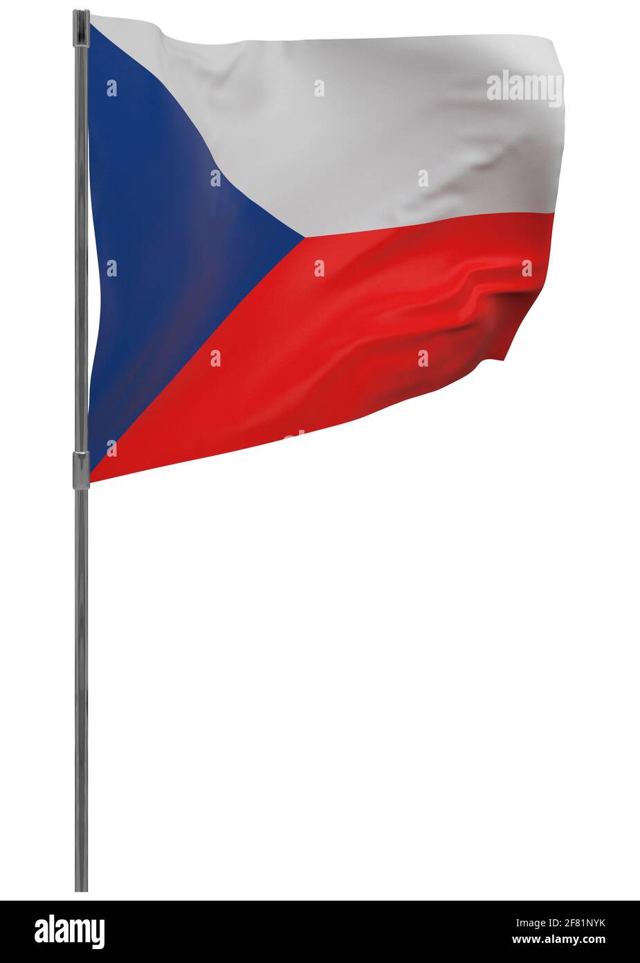 Czech Republic flag on pole. Waving banner isolated. National flag of ...