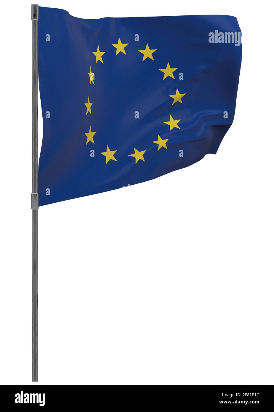 EU flag on pole. Waving banner isolated. Europe flag Stock Photo - Alamy